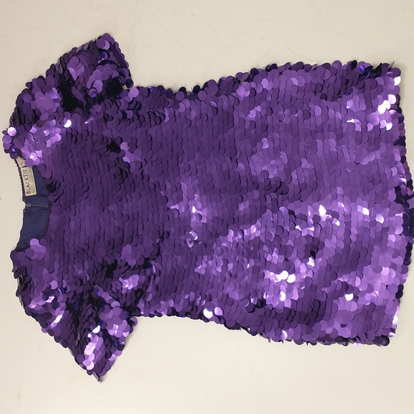 Vintage | Dresses | Vintage 8s Disco Mini Dress Reflective Large Purple ...